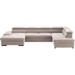 Sit & More sit&more Wohnlandschaft &raquo;Alcudia U-Form&laquo; wahlweise mit Schlaffunktion grau 100% Polyester B/H/T: 349cm x 73cm x 226cm, Luxus-Microfaser Euphoria, 