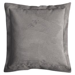 MAGMA Dekokissen &raquo;SHARA Flatterkissen&laquo; in trendigem Cord-Stoff und elegantem Stehsaum grau Faserb&auml;llchen (Polyester), Polyester B/L: 70cm x 70cm, 1 Stk.