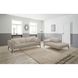 Egoitaliano Polstergarnitur &raquo;Masu, Design trifft sensationellen Sitzkomfort&laquo; Set besteht aus 2,5-Sitzer, freistehende Ottomane und 3 Rollkissen grau Leder CAREZZA