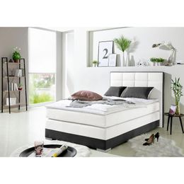 Home Affaire Boxspringbett inklusive Topper und Wendekissen wei&szlig; Liegefl&auml;che B/L: 120cm x 200cm, H2 + H2, Bonnell-Federkernmatratze