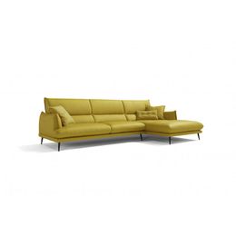 Egoitaliano Ecksofa &raquo;FUNNY, hochwertiges & aktuelles Design, bequeme R&uuml;ckenlehne, L-Form&laquo; hochwertiger Sitzkomfort, L-Form gelb Leder B/H/T: 265cm x 90cm x 225cm,