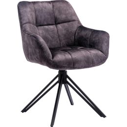 Home Affaire Drehstuhl &raquo;Soller&laquo; (Set) 2 Stk.Luxus-Microfaser Bezug, 180 &deg; drehbar, Metallgestell grau B/H/T: 63cm x 82cm x 60cm, 2 Stk., Luxus-