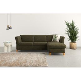 Home Affaire Ecksofa &raquo;Trelleborg L-Form&laquo; Federkern-Polsterung, wahlweise mit Schlaffunktion und Bettkasten gr&uuml;n 100% Polyester B/H/T: 249cm x 86cm x 