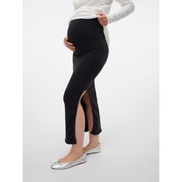 MAMALICIOUS Damen Umstandsrock &raquo;MLALANIS SEAMLESS AL RIB SKIRT HW NOOS&laquo; aus Modal, Polyamid und Elasthan, wadenlang, mit Seitenschlitz schwarz L (XL)