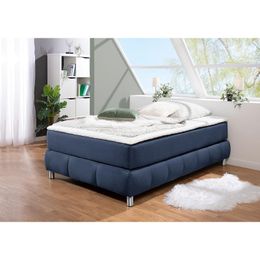 Home Affaire Boxspringbett &raquo;Salo&laquo; Ohne Kopfteil, inkl. Topper, auch in &Uuml;berl&auml;nge 220 cm blau Struktur, Liegefl&auml;che B/L: 120cm x 200cm, Gewicht bis: 
