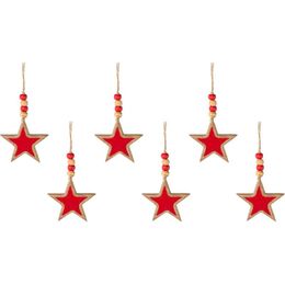 Creativ deco Dekostern &raquo;Weihnachtsstern, Weihnachtsdeko rot, Christbaumschmuck&laquo; mit Metallic-Kante rot Holzwerkstoff B/H/T: 10cm x 10cm x 0,5cm