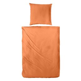 Primera Bettw&auml;sche &raquo;Satin-Bettw&auml;sche Falsches Uni&laquo; 2 Stk. mit dezenten T&ouml;nen orange Satin, Obermaterial: 100% Baumwolle B/L: 135cm x 200cm, 1 Stk., 1 Stk., 