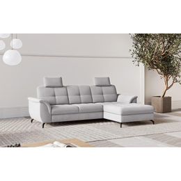 Sit & More sit&more Ecksofa &raquo;Zora&laquo; wahlweise mit Schlaffunktion und Bettkasten silber 90% Polyester 10% Polyamid B/H/T: 262cm x 92cm x 164cm, Struktur weich, 