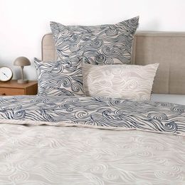 Tom Tailor HOME Bettw&auml;sche &raquo;WAVES&laquo; 2 new bedroom, gewebtes Label beige Renforc&eacute;, Obermaterial: 100% Baumwolle B/L: 155cm x 220cm, 1 Stk., 1 Stk., 