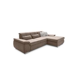Die PlanBar Ecksofa &raquo;MP-IN16037 L-Form, Breite 289 cm, mit Kaltschaum-Polsterung&laquo; mit Sitztiefenverstellung & Zierkissen braun 100% Polyester B/H/T: 