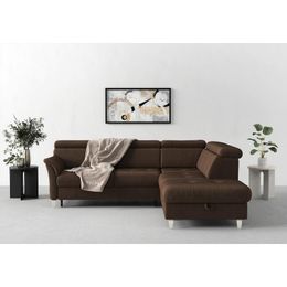 Sit & More sit&more Ecksofa &raquo;Marano L-Form&laquo; inklusive Kopfteilverstellung, optional Schlaffunktion & Bettkasten braun 100% Polyester B/H/T: 252cm x 216cm, Luxus-