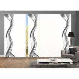 Home Wohnideen Schiebegardine &raquo;OAKLEY&laquo; Paneelwagen 6 Stk. tlg. SCHIEBEVORHANGSET,SEIDENOPTIK,DIGIDRUCK silber Polyester 245cm, Paneelwagen, 60cm