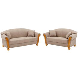 Home Affaire 3-Sitzer &raquo;Milano und 2-Sitzer Set. Federkern, bequem, zeitlos&laquo; 2-Sitzer und 3-Sitzer, incl. Zierkissen beige B/H/T: 190cm x 83cm x 81cm, 