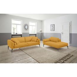 Egoitaliano Polstergarnitur &raquo;Masu, Design trifft sensationellen Sitzkomfort&laquo; Set besteht aus 2,5-Sitzer, freistehende Ottomane und 3 Rollkissen gelb Leder &raquo;BULL&laquo; 