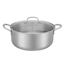 RESTO Kitchenware Kochtopf &raquo;CORVUS mit Glasdeckel, TRI-PLY- Aufbau &ndash; 3-lagige Konstruktion&laquo; 1 tlg. Aluminium Edelstahl 18/10 silber 7,3 l + &Oslash; 28cm + 