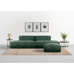 Trendmanufaktur Big-Sofa &raquo;Braga, toller Sitzkomfort, Designsofa&laquo; in moderner Optik, mit hochwertigem Kaltschaum gr&uuml;n B/H/T: 300cm x 72cm x 107cm, 