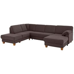 Home Affaire Wohnlandschaft &raquo;Belfort U-Form&laquo; mit Federkern, wahlweise mit Schlaffunktion und Stauraum braun Luxus-Microfaser Vintageoptik(100% 