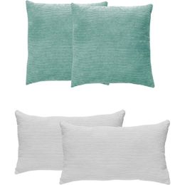 ANDIAMO Dekokissen &raquo;Cord Kissen Emy, 4er Set, Kissenh&uuml;lle mit F&uuml;llung&laquo; Sofakissen, eckig, 40x40 & 30x50 cm, auch einzeln erh&auml;ltlich wei&szlig; Polyester 4 Stk.