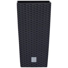Prosperplast Pflanzk&uuml;bel &raquo;"Rato Square" in hochwertiger Rattanoptik&laquo; BxTxH: 26,5x26,5x50 cm; Volumen ohne Einsatz 26,6 l, mit Einsatz 11 l grau Kunststoff B/H/T: 
