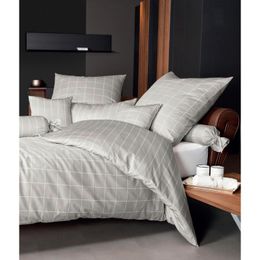 Janine Wendebettw&auml;sche &raquo;modernclassic 39025&laquo; 2 Stk. mit Rei&szlig;verschluss, 100% Baumwolle, mit Karos und Streifen beige Mako-Satin, Obermaterial: 100% Baumwolle