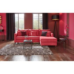 Home Affaire Ecksofa &raquo;Renesse L-Form&laquo; lose Kissen, Keder an Sitzkissen rot Samtvelours 100% Polyester;Luxus-Microfaser ALTARA NUBUCK (100% Polyester) 