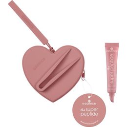 Essence Damen Lippenstift-Set &raquo;the super peptide glossy lip treatment + pouch set&laquo; rosa Einheitsgr&ouml;&szlig;e