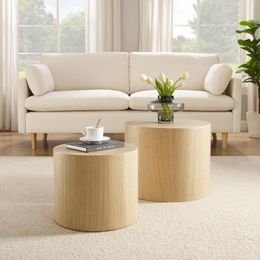 Salesfever Couchtisch &raquo;Coffeetable im 2er-Set: Stilvoller Mittelpunkt&laquo; 2 Stk. tlg. mit Holzfurnier beige MDF mit Eichenholzfurnier B/H/T: 48cm x 38cm 