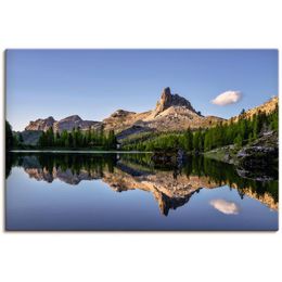Artland Leinwandbild &raquo;Lago Di Federa in den Dolomiten&laquo; Gew&auml;sser 1 Stk. tlg. auf Holzrahmen gespannt blau Leinwand B/H/T: 60cm x 40cm, Leinwandbild Gew&auml;sser 
