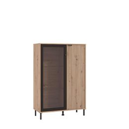 Home Affaire Highboard &raquo;Mayenne Sideboard, Stauraumschrank, Anrichte, Hochschrank, Breite 93cm&laquo; Holzt&uuml;r mit Rillen-Optik, Glast&uuml;r, Modernes Design 