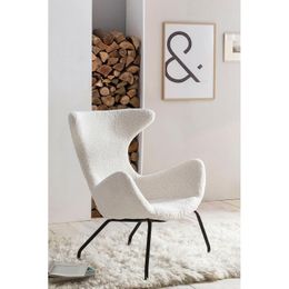 Salesfever Relaxsessel &raquo;Komfortabler Sessel zum Entspannen&laquo; Umh&uuml;llt von kuscheligem Teddyfell wei&szlig; 100% Polyester, Metall Stoff, B/H/T: 77cm x 95cm x 