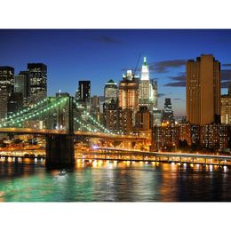 papermoon Fototapete &raquo;New York bei nacht&laquo; bunt Vlies B/L: 1,5m x 1,11m, Bahnen: 7 Stk.