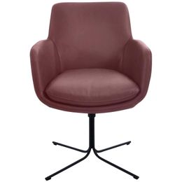 K+w Komfort & Wohnen K+W Komfort & Wohnen Esszimmerstuhl &raquo;Pego Drehstuhl&laquo; () filigranem 4-Fu&szlig;-Gestell in schwarz rot B/H/T: 59cm x 84cm x 65cm, Leder CLOUD
