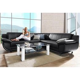 Trendmanufaktur Ecksofa &raquo;Rondo wahlweise mit Schlaffunktion, 267x247 cm (BxT), breite Armlehnen&laquo; L-Form, wahlweise mit Federkern bestellbar, F&uuml;&szlig;e 