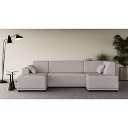 Home Affaire Wohnlandschaft &raquo;TAMMO&laquo; U-Form beige 100% Polyester B/H/T: 296cm x 80cm x 162cm, Struktur, Recamiere links