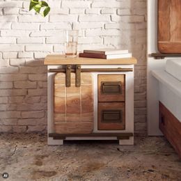 Nachttisch Mango 50x40x45 wei&szlig; lackiert RAILWAY #5012