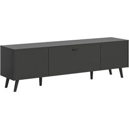 Home Affaire Lowboard &raquo;RHOMBUS,hochwertige MDF-Front mit Karo-Optik&laquo; 1 Stk. tlg. TV-Unterschrank, Lowboard, TV-Schrank, Wohnzimmer schwarz B/H/T: 