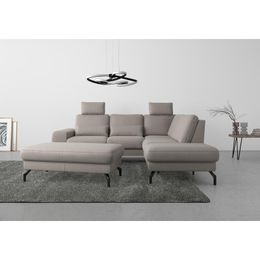 Sit & More sit&more Ecksofa &raquo;Cinturo L-Form&laquo; inklusive Sitztiefenverstellung und Federkern, Sitzh&ouml;he 48 cm grau B/H/T: 260cm x 91cm x 226cm, Luxus-Microfaser 