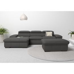 OTTO home Ecksofa &raquo;Alberto L-Form&laquo; mit Kopfteilverstellung, wahlweise mit Schlaffunktion braun Luxus-Microfaser Lederoptik (100% Polyester);Luxus-
