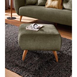 Home Affaire Hocker &raquo;Baggio&laquo; mit Holzf&uuml;&szlig;en gr&uuml;n B/H/T: 63cm x 45cm x 63cm, Veloursstoff