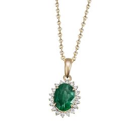 Firetti Damen Kette mit Anh&auml;nger &raquo;Schmuck Geschenk Gold 585 Halsschmuck Halskette Ankerkette Bl&uuml;te&laquo; mit Smaragd - mit Brillanten gr&uuml;n 0,11, Gelbgold 