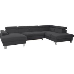 COTTA Wohnlandschaft &raquo;Komaris U-Form, B: 320 cm&laquo; mit Kopfteilverstellung, optional Schlaffunktion, Bettkasten & Licht schwarz Microfaser PRIMABELLE (