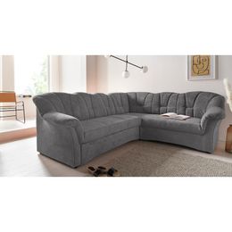 DOMO collection Ecksofa &raquo;Papenburg B/T/H: 242/190/84 cm L-Form&laquo; wahlweise mit Bettfunktion, Langer Schenkel links oder rechts grau Struktur ( 90% 