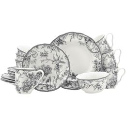 Creatable Kombiservice &raquo;Adelaide, Service 16-tlg.&laquo; Nostalgischer Vintage Dekor, Elegante Form grau Porzellan 16