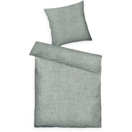 Tom Tailor HOME Bettw&auml;sche &raquo;WOVEN MELANGE in Gr. 135x200cm oder 155x220cm&laquo; 2 Stk. new bedroom, Doppelnaht am Kissen, gewebtes Label grau Flanell, 