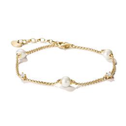 Thomas Sabo Damen Thomas Sabo Perlenarmband &raquo;Armband gelbgoldfarben mit Perlen&laquo; mit Zirkonia (synth.) - mit S&uuml;&szlig;wasserzuchtperle 19, Metall Perlen