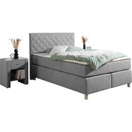 Home Affaire Boxspringbett &raquo;Bernard, in verschiedenen Breiten&laquo; inkl. Topper, Matratze in H2, H3 oder H4 erh&auml;ltlich grau Microfaser, Liegefl&auml;che B/L: 