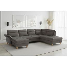 Sit & More sit&more Wohnlandschaft &raquo;Pamela, U-Form, B: 292 cm, Leder&laquo; B/H/T: 292cm x 90cm x 212cm, NaturLEDER Stoff, Ottomane rechts, ohne Bett,ohne Bettkasten,