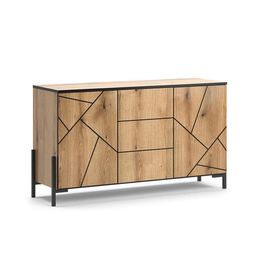 VICCO Kommode, Eiche, Holzwerkstoff, 7 F&auml;cher, 3 Schubladen, Rechteckig, 124x69.6x39.7 cm, Wohnzimmer, Kommoden & Sideboards, Kommoden