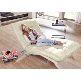 W.Schillig Relaxliege &raquo;daily dreams&laquo; in Waffelkissen-Optik, wahlweise mit Motor, Freischwingergestell beige Stoff S37 (100% Polyester) B/H/T: 95cm x 