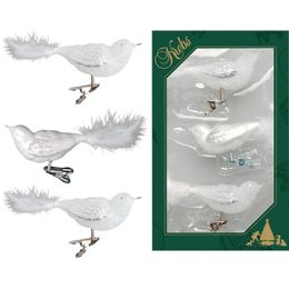 Weihnachtsbaumklammer &raquo;CBK80873, Weihnachtsdeko, Christbaumschmuck&laquo; Glasvogel wei&szlig; Glas Einheitsgr&ouml;&szlig;e